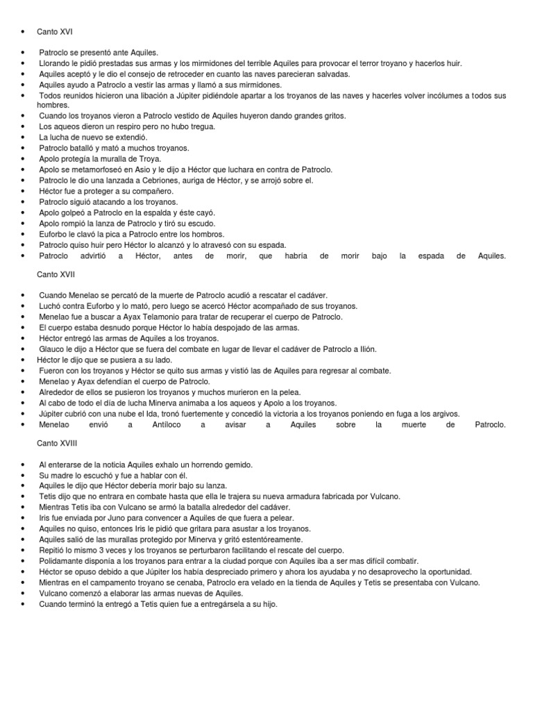 Canto XVI de La Iliada | PDF | Héctor | Aquiles