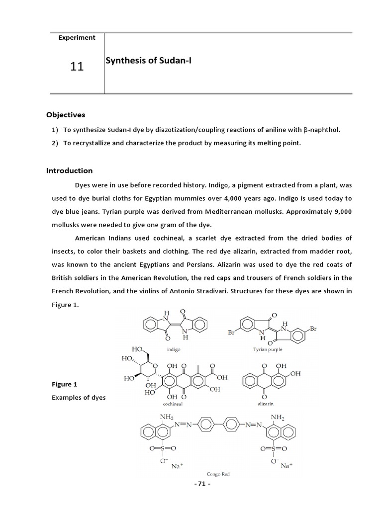 Synthesis of Sudan-I Dye Experiment | PDF | Amine | Chemical Compounds