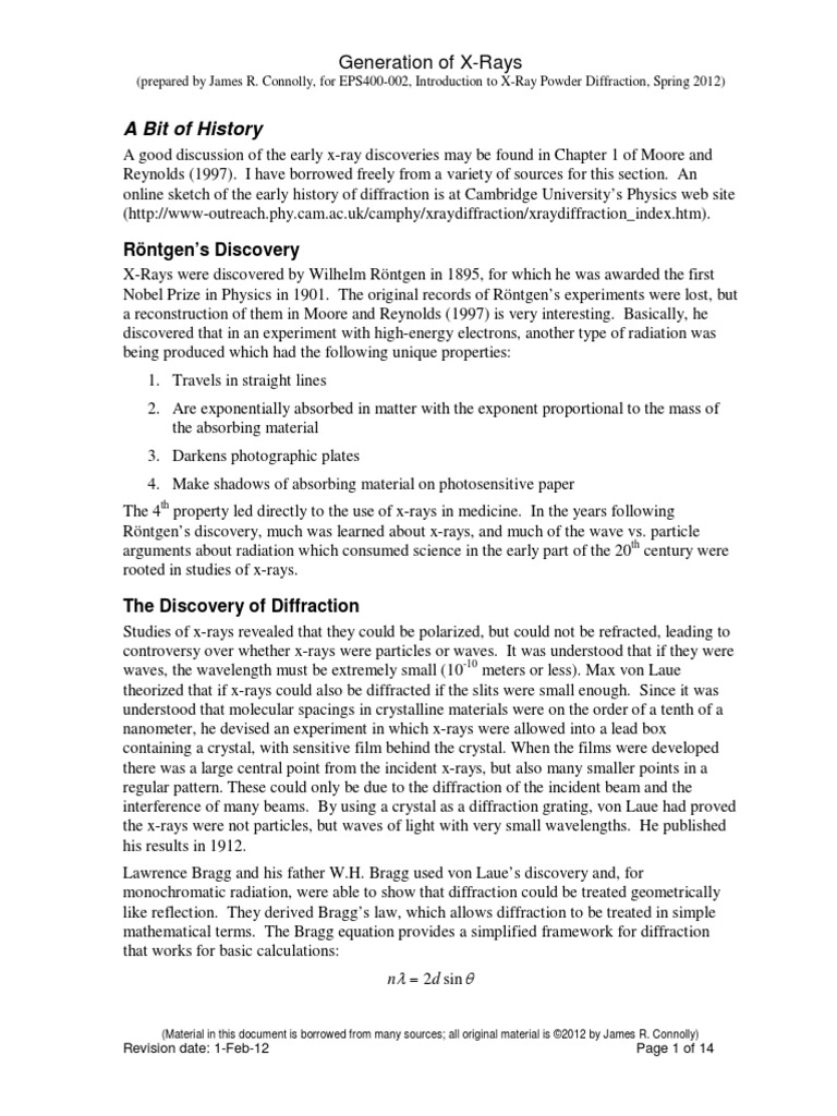 03 GenX Rays | PDF | Electromagnetic Spectrum | X Ray Crystallography