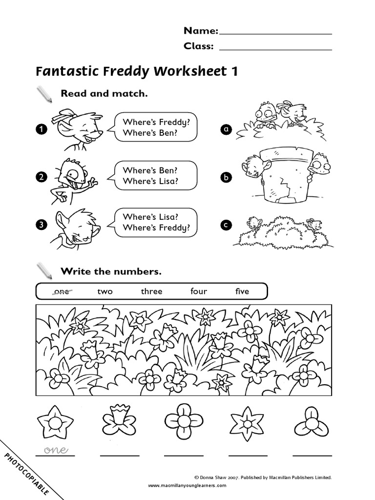 Fantastic Freddy Worksheet 1: Name: Class | PDF