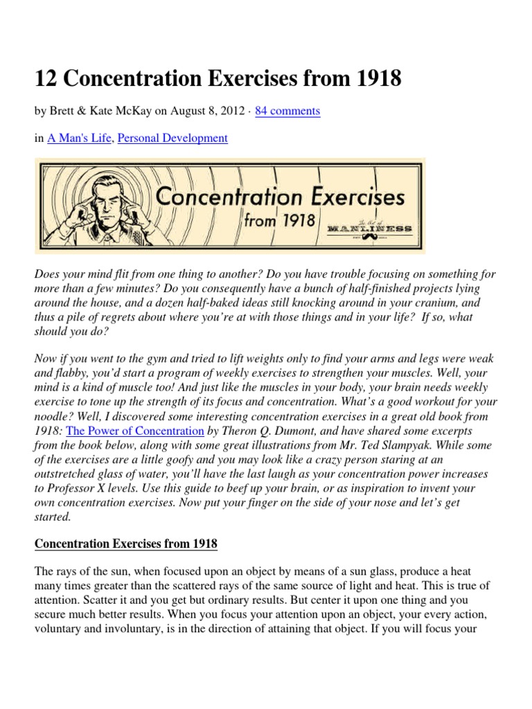 12 Concentration Exercises From 1918 | PDF | Odor | Senses