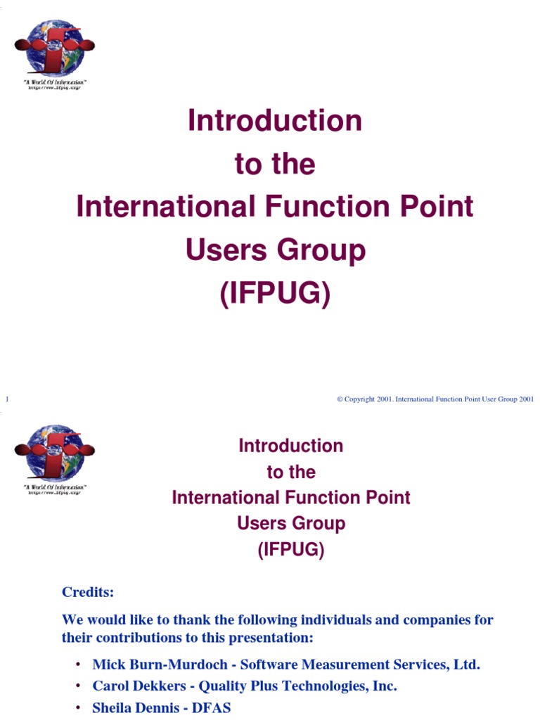 To The International Function Point Users Group Ifpug Pdf Information Technology