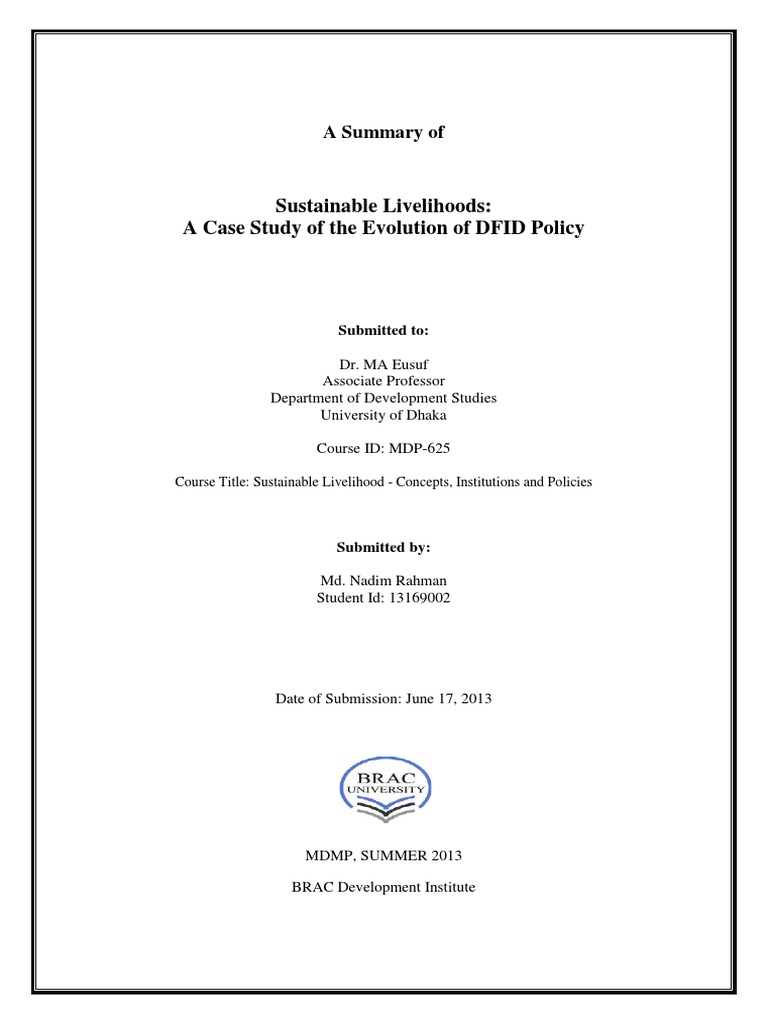 Evolution of DFID's Sustainable Livelihoods Policy | PDF | Department ...