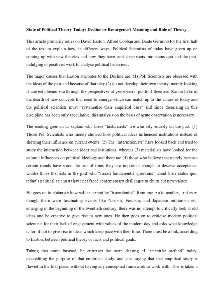 The State of Political Theory Today | PDF | Political Science | Positivism