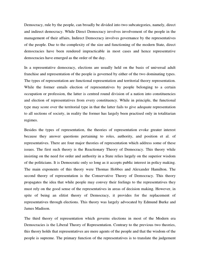 Democracy - Theories of Representation. | PDF | Voting | Elections