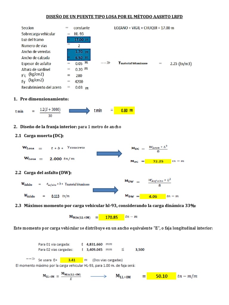 Diseño De Un Puente Tipo Losa Por El Método Aashto Lrfd Pdf