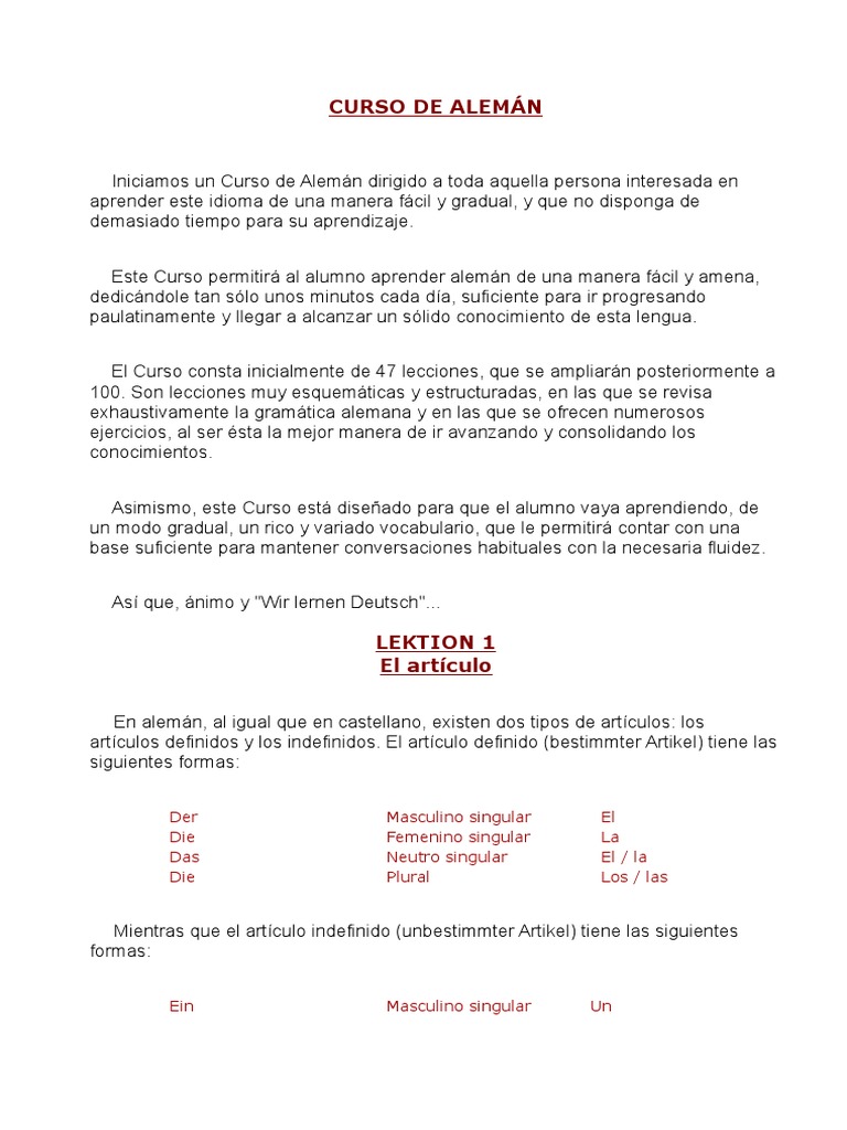 Curso de Aleman Basico | PDF | Idioma aleman | Lingüística