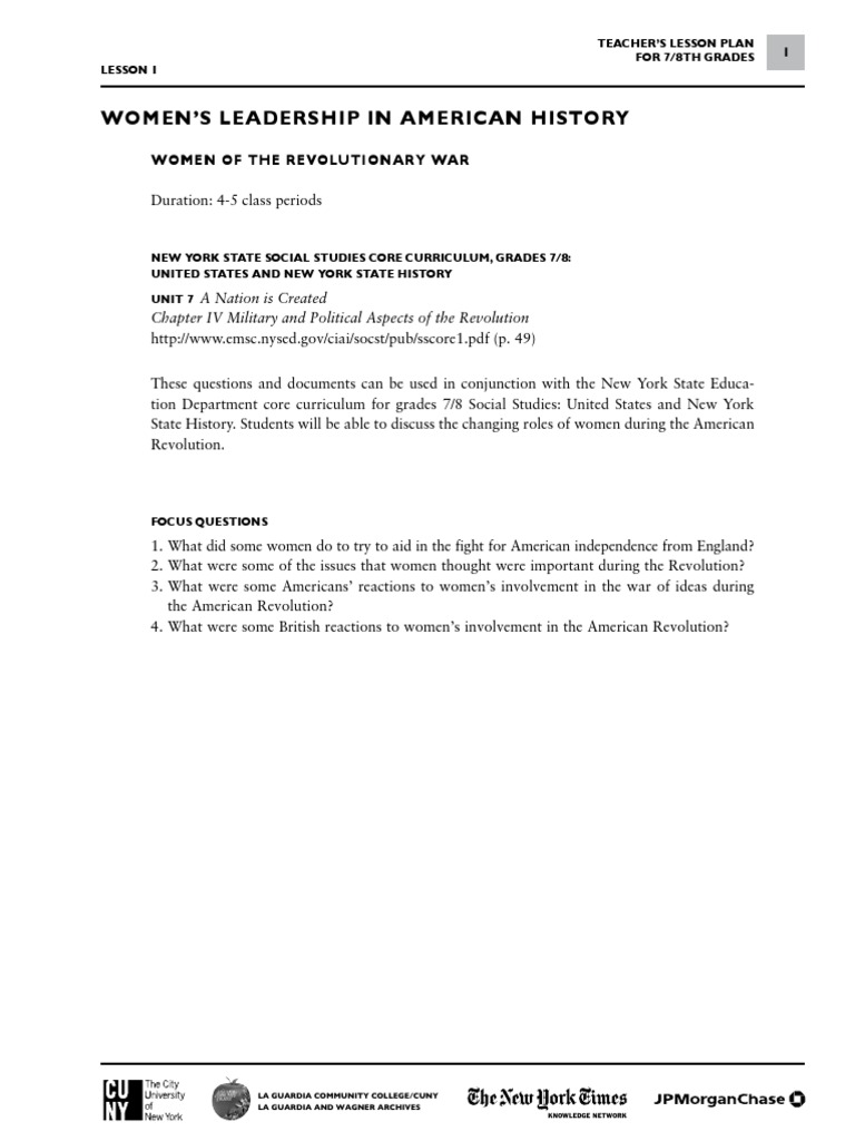 Womens Curric Lesson 1 7-8 | PDF | American Revolution | Abigail Adams