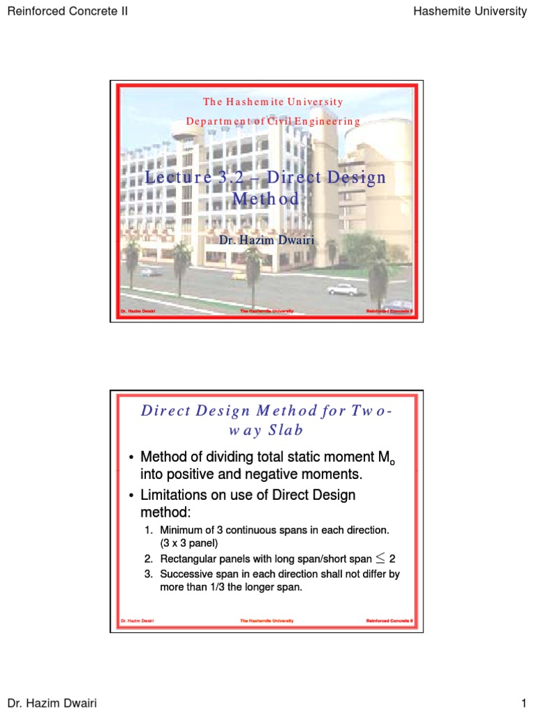 Direct Design Method for Two-Way Slabs | PDF | Beam (Structure) | Column