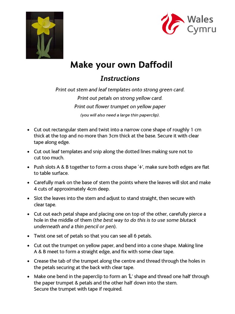Paper Daffodil Craft Tutorial | PDF