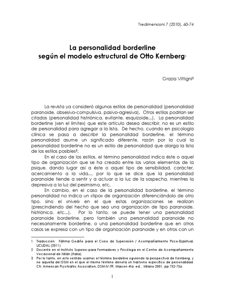Kernberg Borderline | Trastorno límite de la personalidad | Neurosis