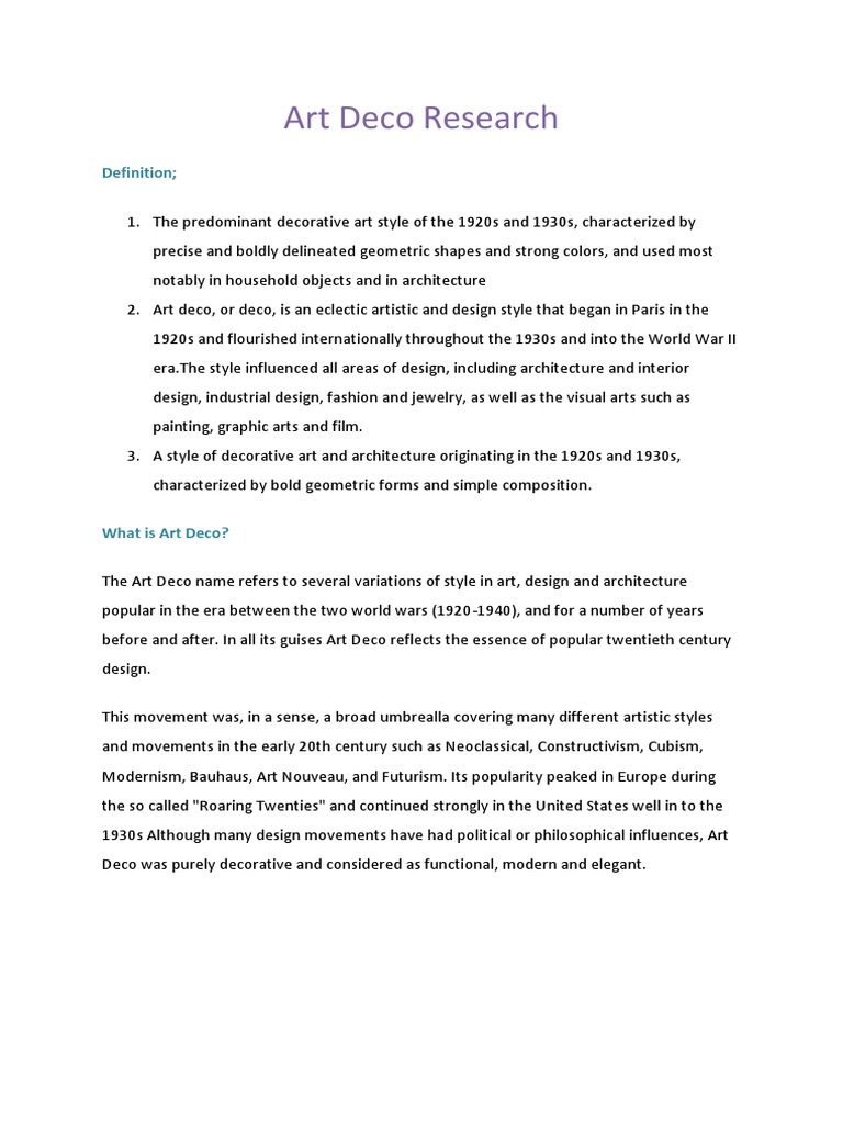 Art Deco Research | PDF | Art Deco | Museology