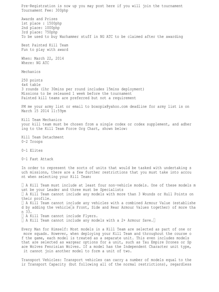 Kill Team Rules | PDF | Warfare | Military