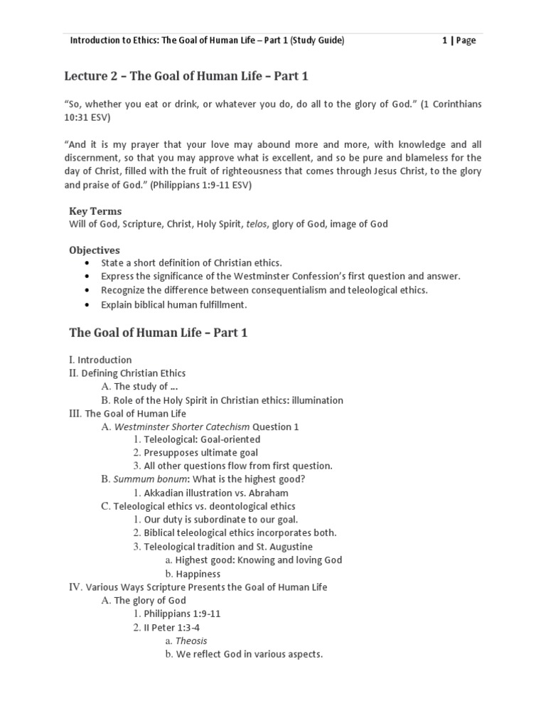 The Goal of Human Life - Part 1 (Study Guide) | PDF