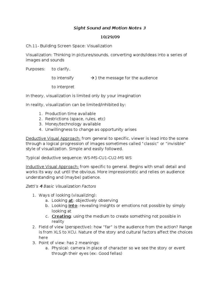 Sight Sound and Motion Notes 3 | PDF | Zoom Lens | Camera