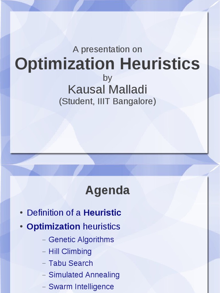 Optimization Heuristics: Kausal Malladi | PDF | Mathematical ...