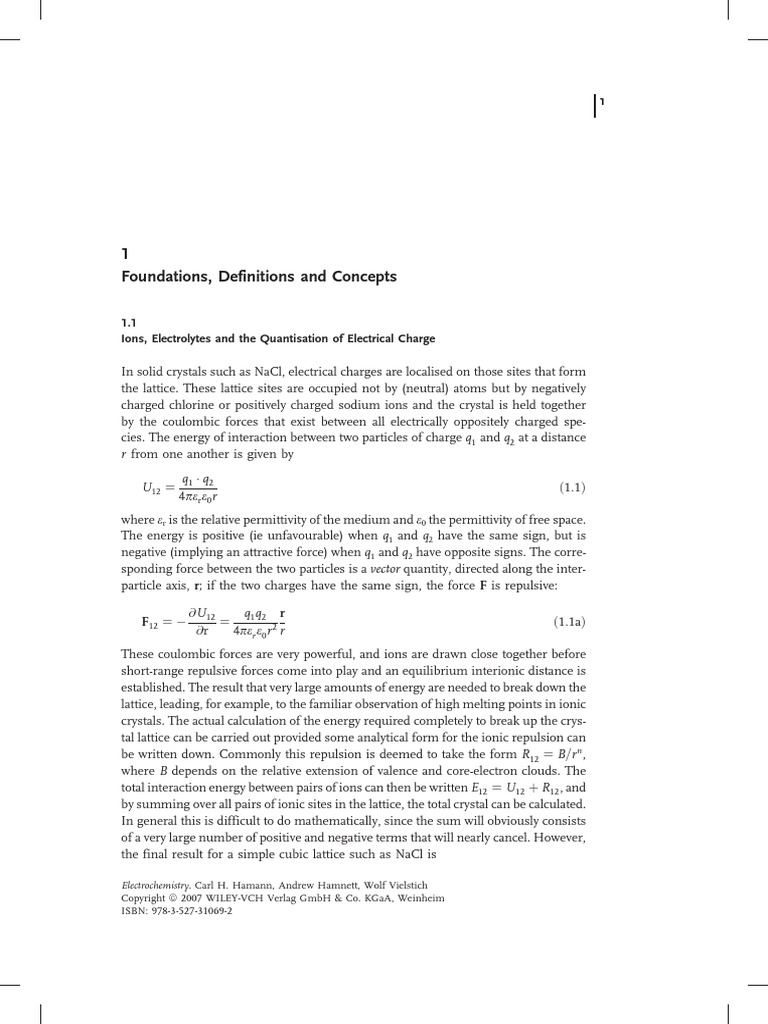Cap 1 - Electrochemistry (Hardcover) by Carl H. Hamann, Andrew Hamnett ...