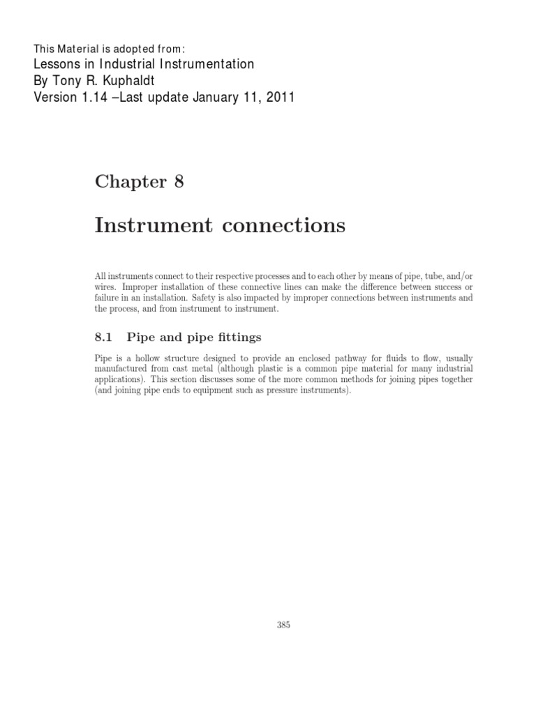 Instrument Connection Basic | PDF | Electrical Wiring | Pipe (Fluid ...