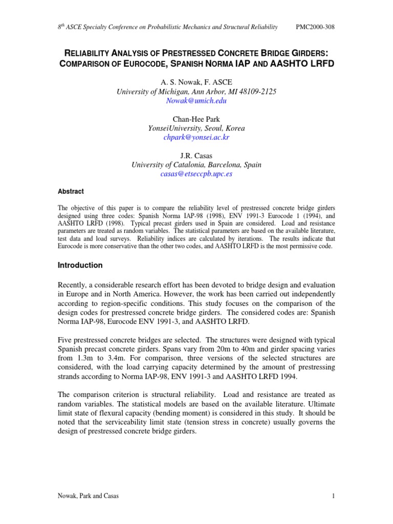 Comparision Betn Euro Code, Spain Code and AASHTO | PDF | Structural ...