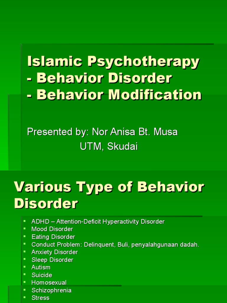 Islamic Psychotherapy - Behavior Disorder - Behavior Modification | PDF ...