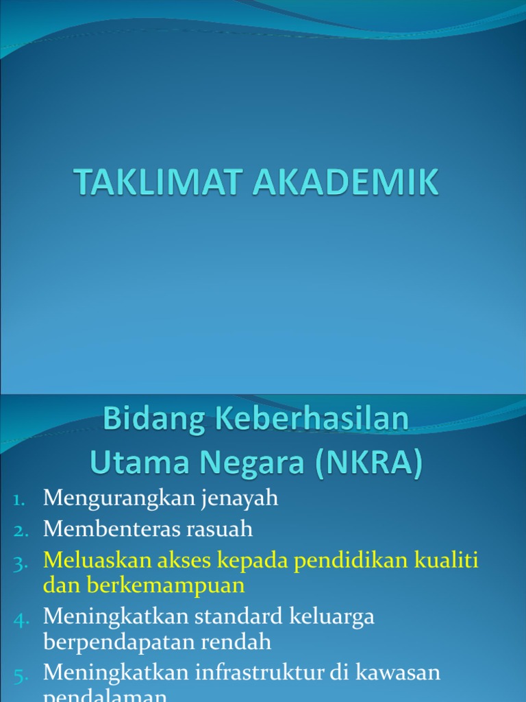 NKRA Pendidikan: Akses dan Kualiti | PDF