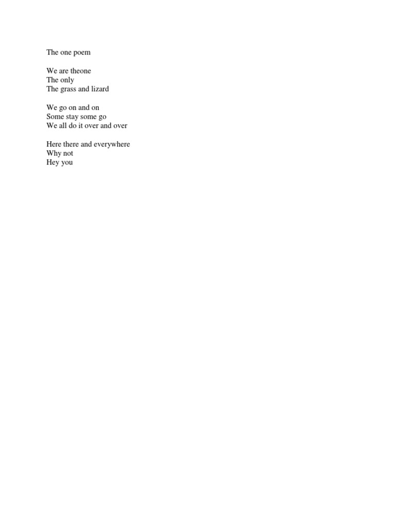 Poem: We Are the One | PDF