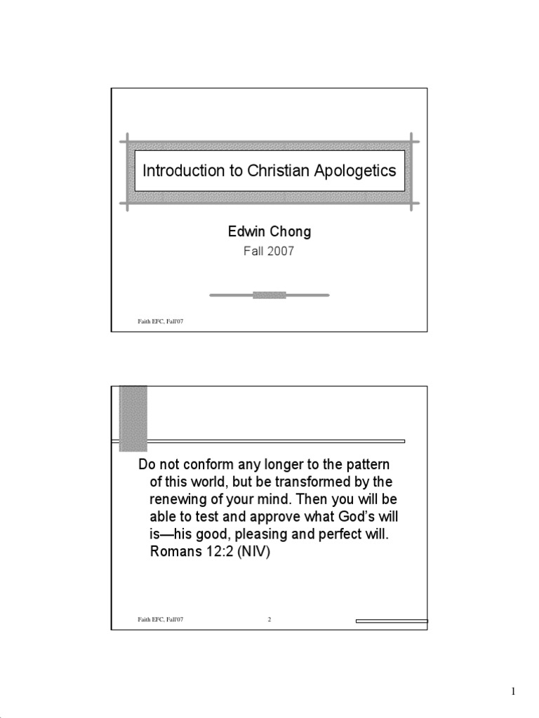 Introduction To Christian Apologetics: Edwin Chong | PDF | Resurrection ...