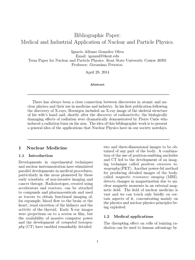 Nuclear and P Paper | PDF | Radiation Therapy | Medical Imaging