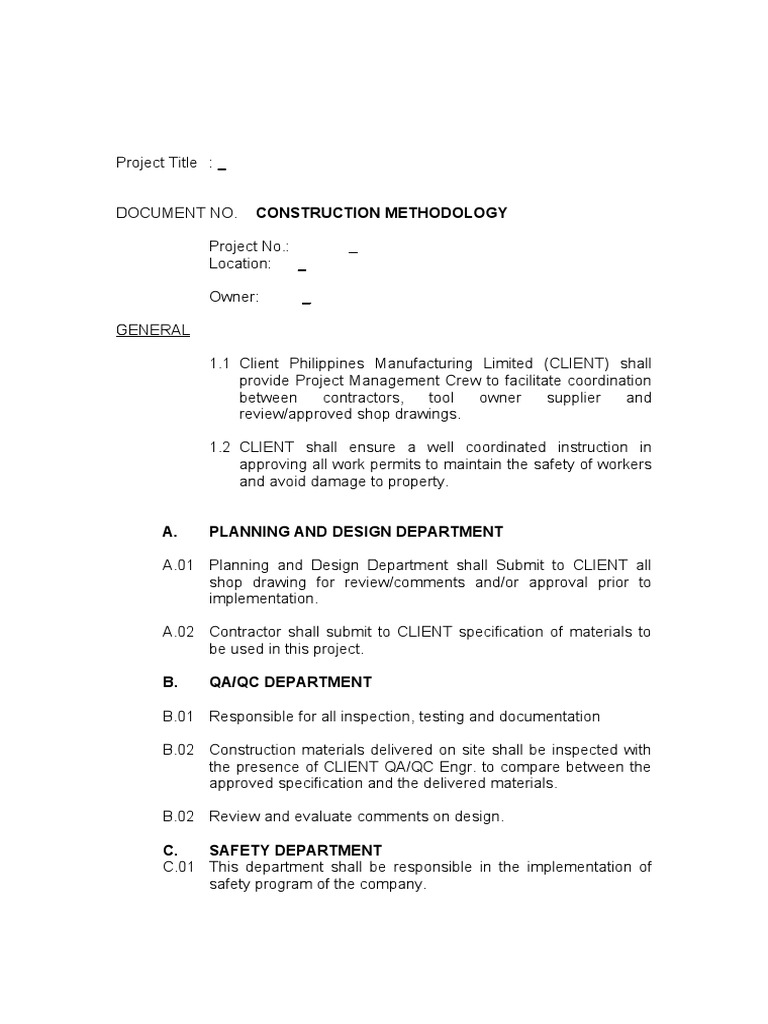 Construction Methodology Guide | PDF