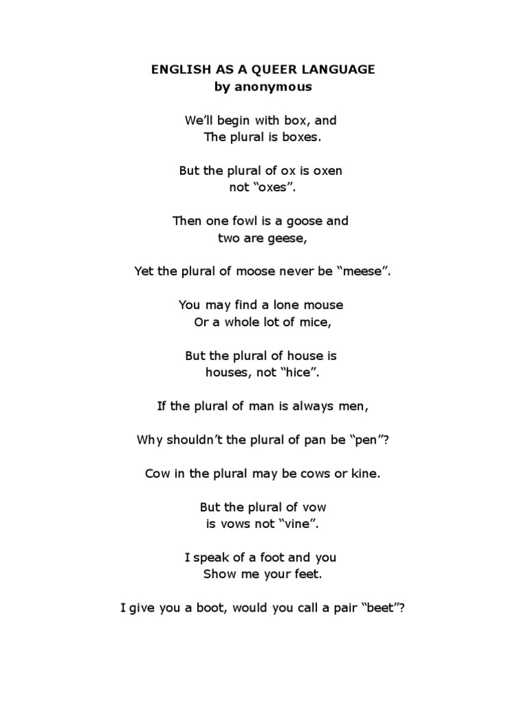 English As A Queer Language | PDF