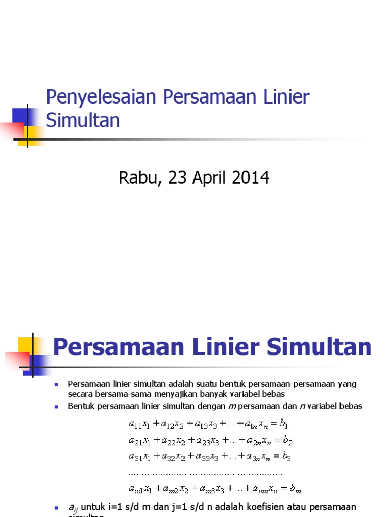 Penyelesaian Persamaan Linier Simultan | PDF