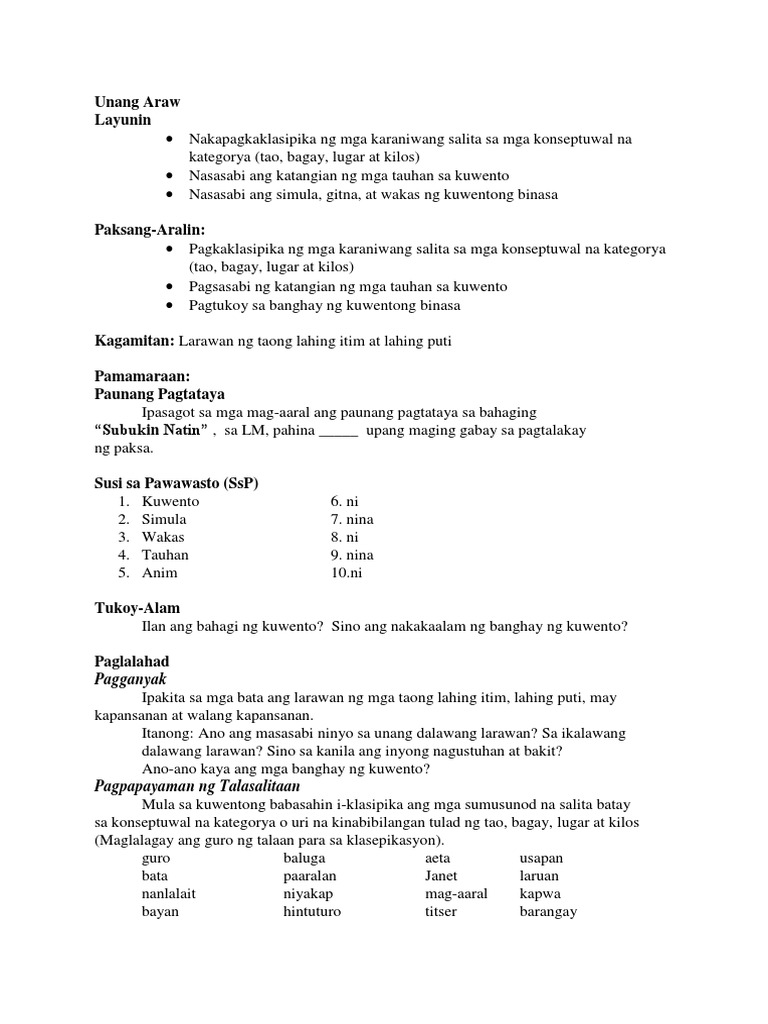 Filipino Lesson Plan | PDF
