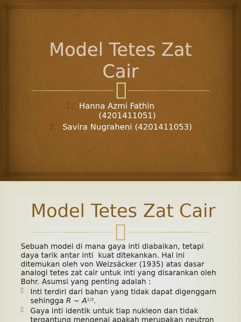Model Inti Atom Model Tetes Zat Cair | PDF