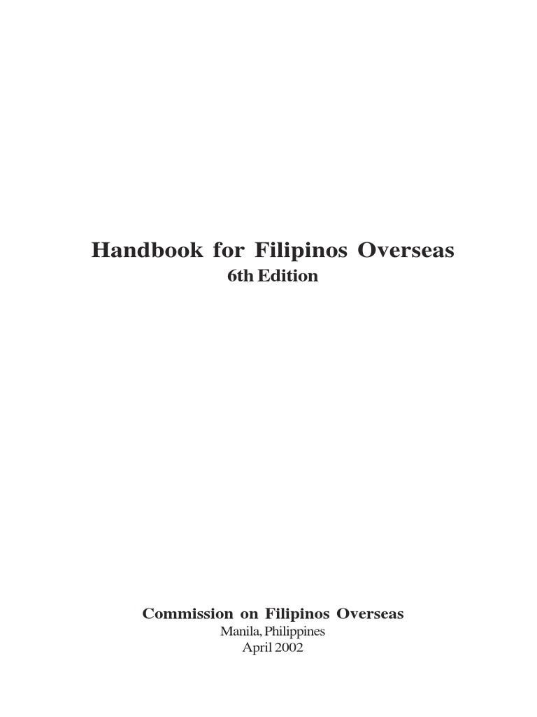 Handbook for Overseas Filipinos 6th Edition | PDF | Migrant Worker ...