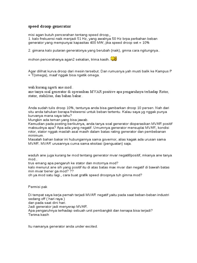Speed Droop Generator | PDF