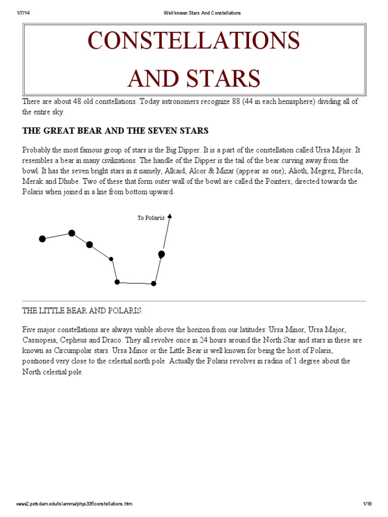 Well Known Stars and Constellations | PDF | Apparent Magnitude | Stars