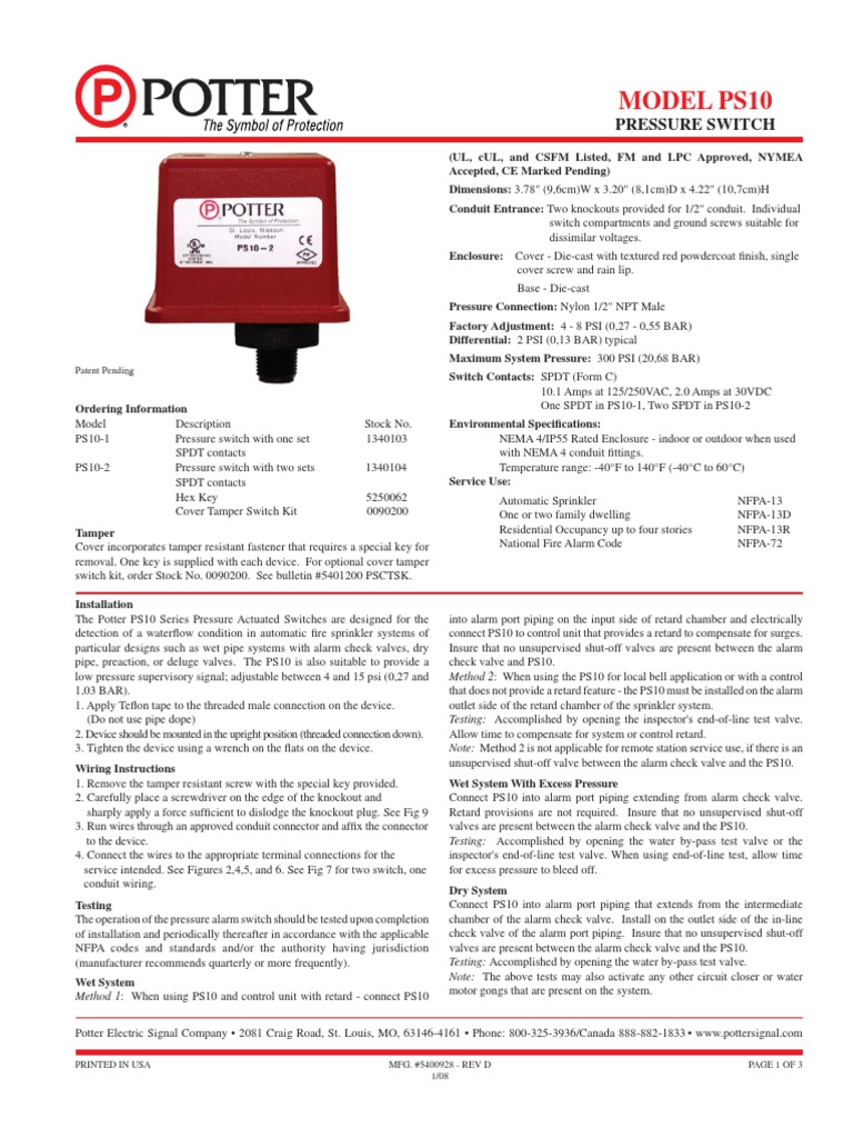 Document Potter | PDF | Switch | Fire Sprinkler System