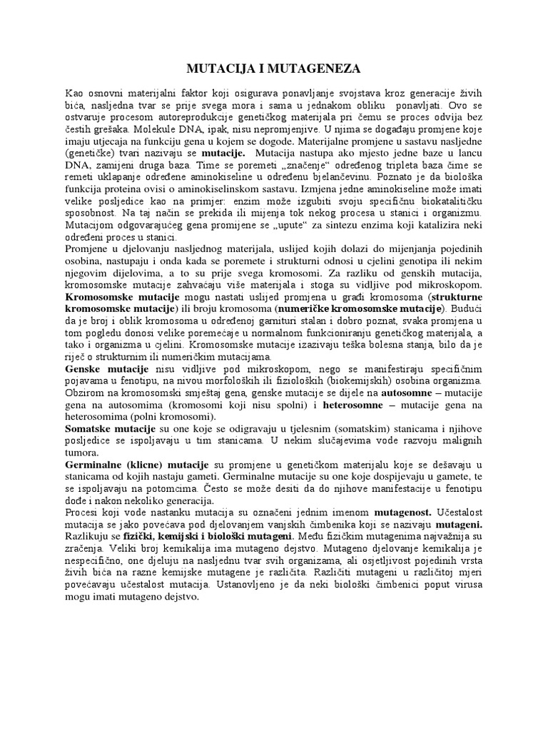 Mutacija I Mutageneza-1 | PDF