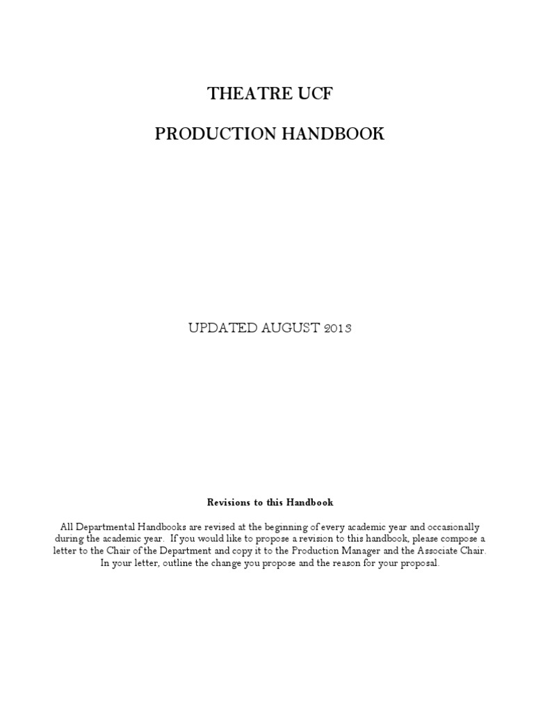 Theatre Ucf Production Handbook: Updated August 2013 | PDF | Theatre ...