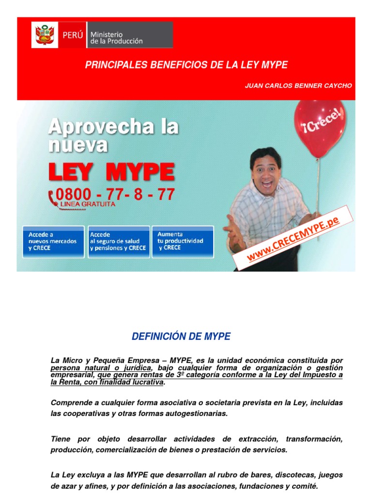 Beneficios de la Ley MYPE | PDF