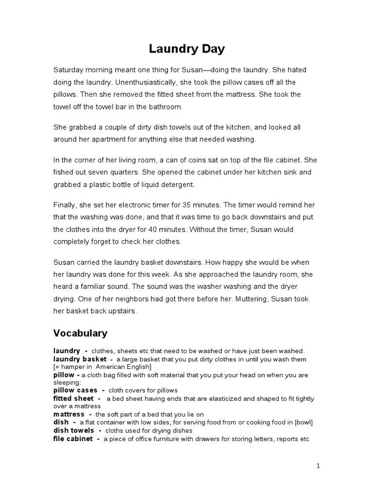 Susan's Saturday Laundry Routine | PDF | Laundry | Washing Machine