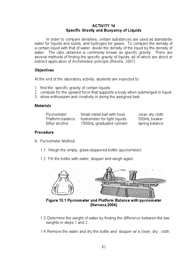 Activity 14 Specific Gravity and Buoyancy of Liquids | PDF | Buoyancy ...