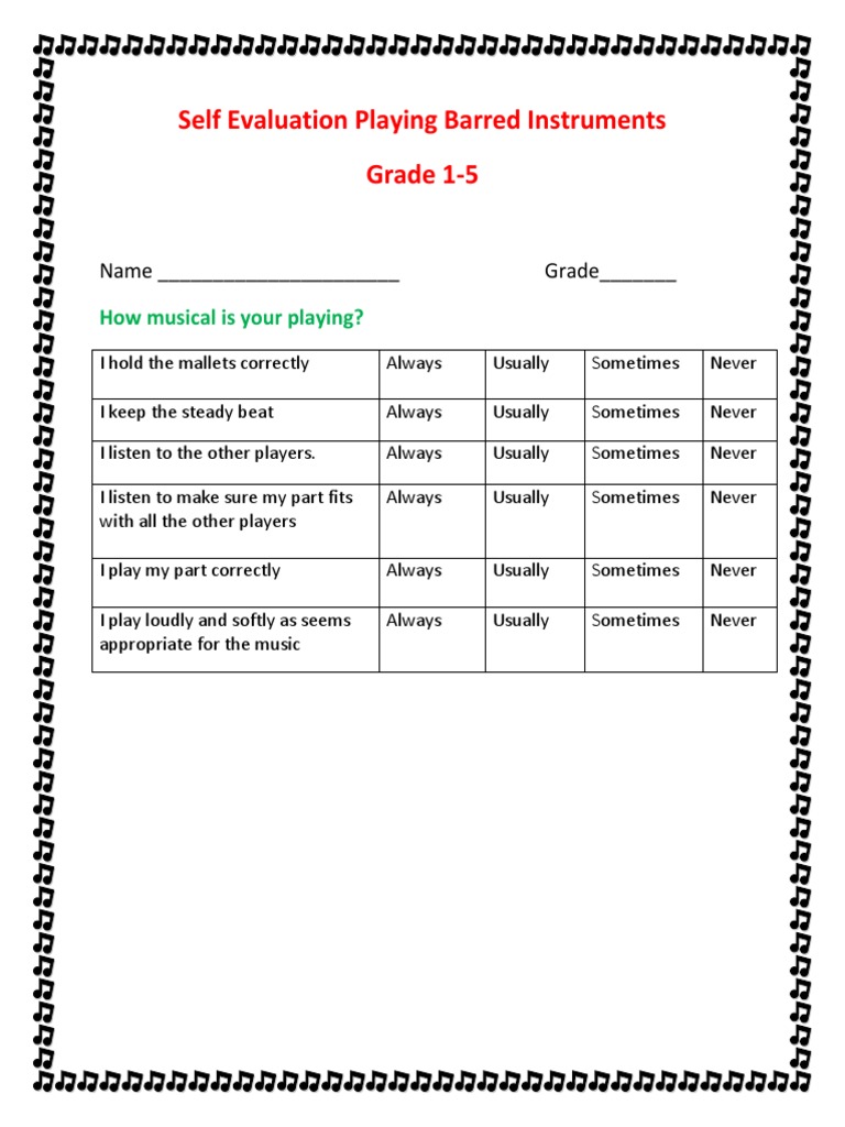 Young Musicians' Self-Assessment | PDF