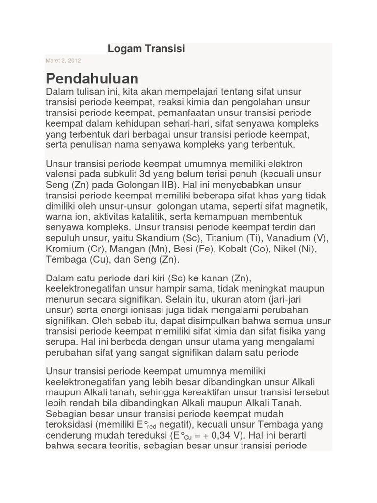 Logam Transisi | PDF