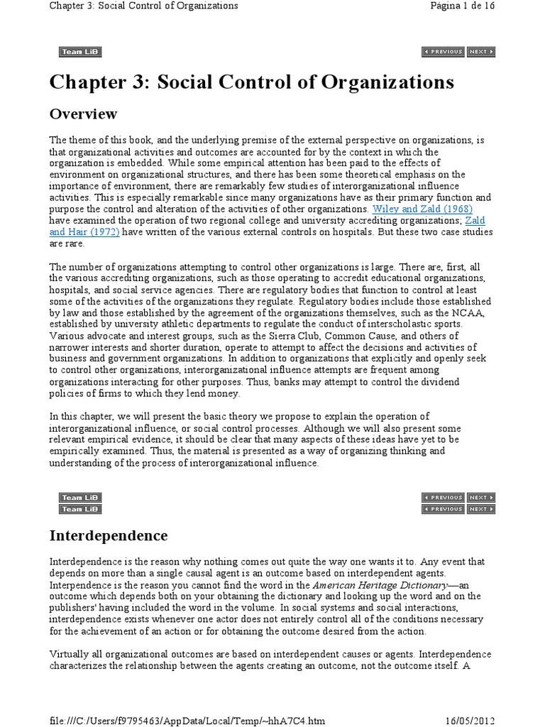 Understanding Interorganizational Influence: A Theory of Social Control ...