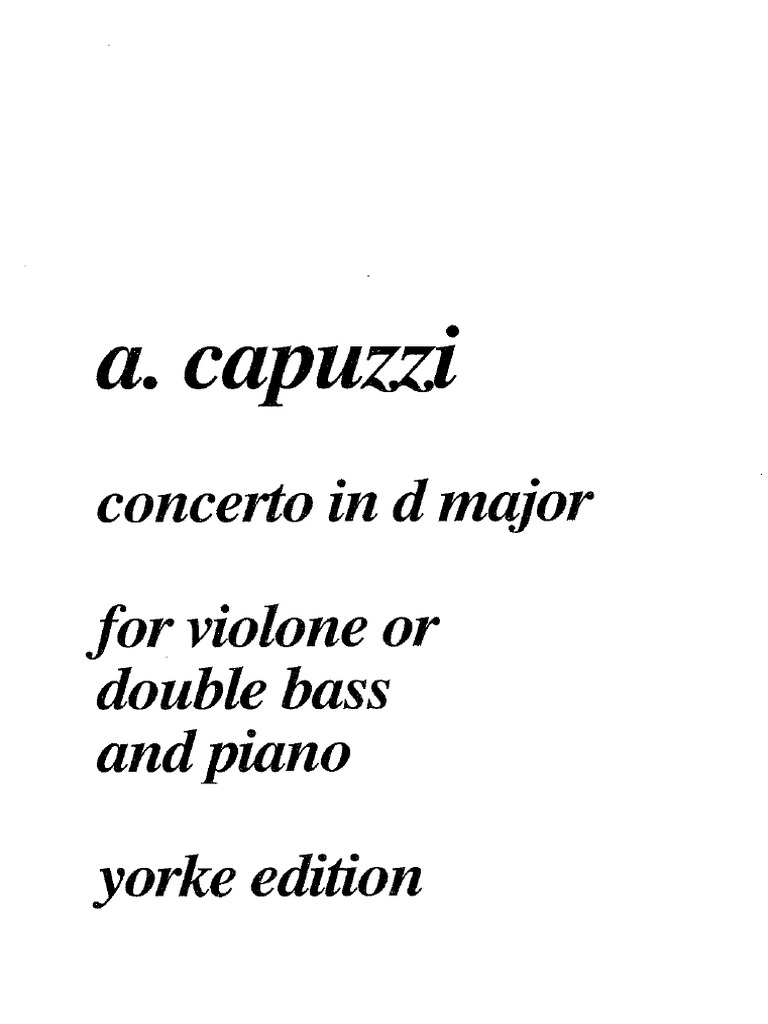 Capuzzi - Double Bass Concerto in D - Bass&Piano | PDF | Compositions For Symphony Orchestra ...