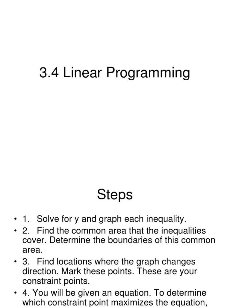 3.4 Linear Programming | PDF | Linear Programming | Maxima And Minima 3.4 Linear Programming | PDF | Linear Programming | Maxima And Minima