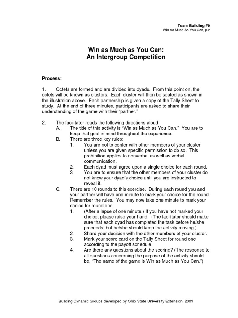 Win As Much As You Can Game | PDF | Facilitator | Communication