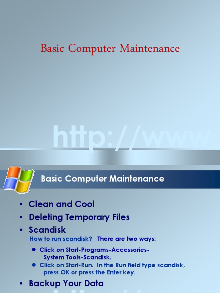 Basic Computer Maintenance | PDF | Dos | Computer Virus