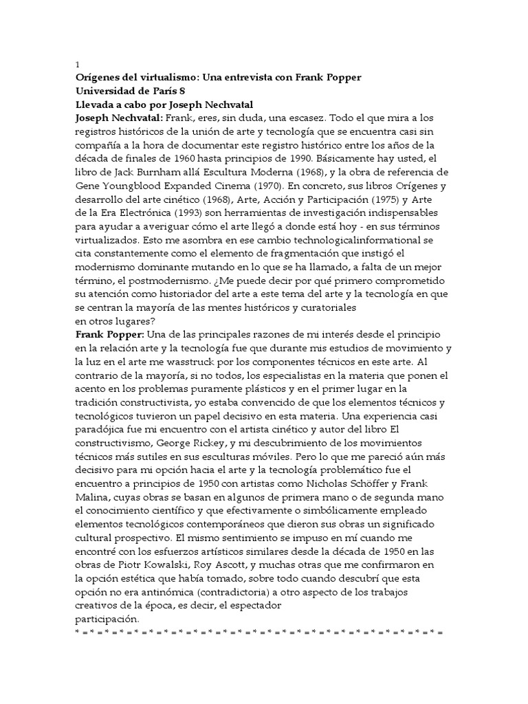 Origins of Virtualism-Origenes Del Virtualismo-Frank Popper | PDF ...